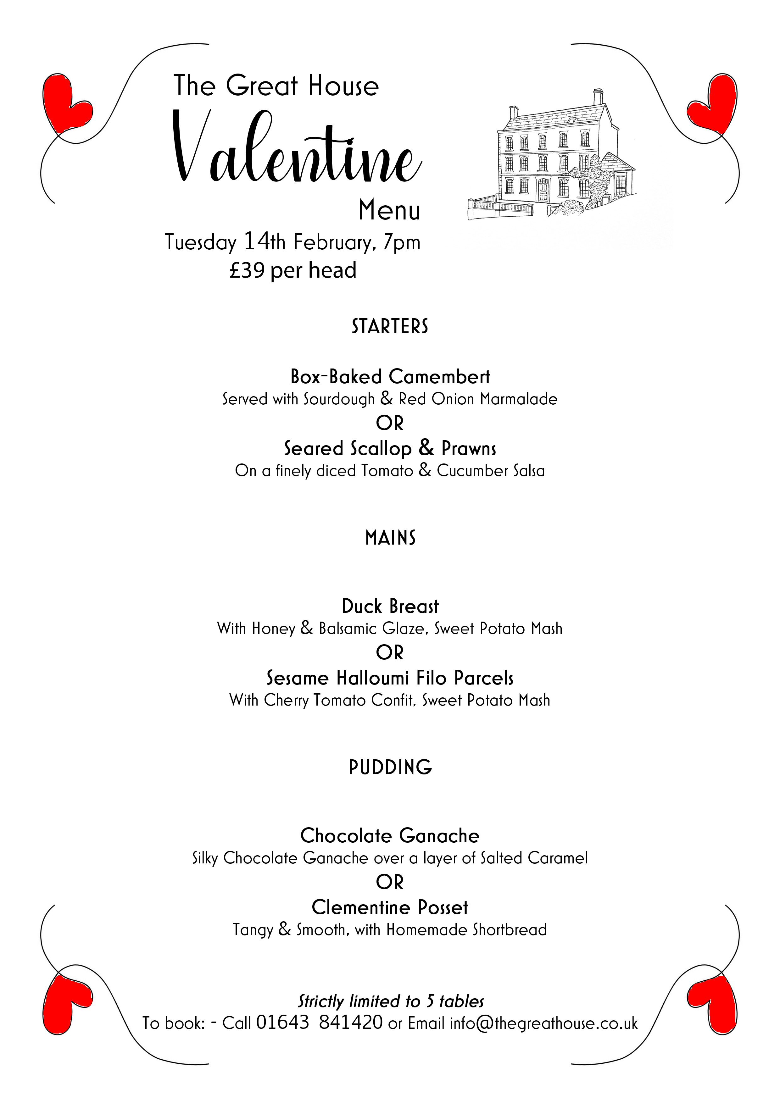Great House Menu – Timberscombe